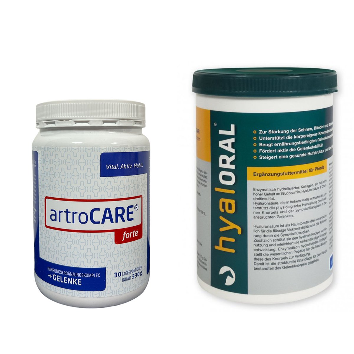 arthrORAL artroCARE forte 330g und HyalORAL Pferd